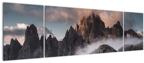 Obraz - Italské dolomity schované v mlze (170x50 cm)