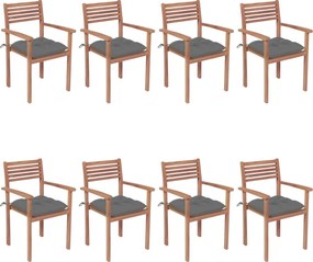 vidaXL Stohovatelné zahradní židle s poduškami 8 ks masivní teak [3072617] Barva: Modrá