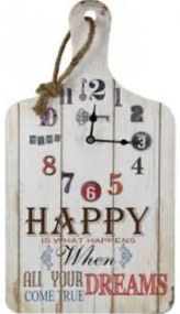 Nástěnné dřevěné hodiny Happy - prkénko