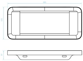 Kuchinox APO, nástěnná polička 301x131x37 mm, černá matná, LAV-AKA_700T