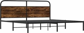 Kovový rám postele bez matrace kouřový dub 193 x 203 cm 3318632
