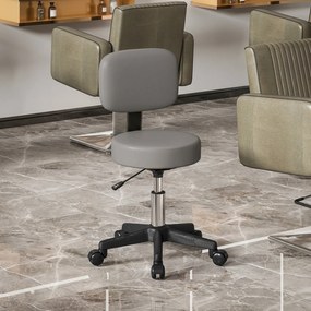 HOMCOM masážní stolička s kolečky, výškově nastavitelná a otočná s ergonomickým opěradlem, šedá