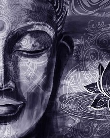 Malvis ® Abstraktní obraz fialový Buddha Velikost (šířka x výška): obdélník - 90x60 cm