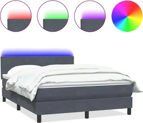 Box spring postel s matrací a LED tmavě šedá 160x210 cm samet 3316696