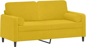 2místná pohovka s polštáři žlutá 140 cm samet 3200887