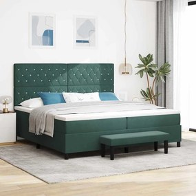 Postel s boxspringem s čelo Tmavě zelená 200 x 200 cm samet 3344471