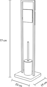 WC štětka s držákem na toaletní papír ARLE, 77 cm – černá