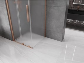 Mexen Velar, sprchový kout s posuvnými dveřmi 90 x 90 cm, 8mm sklo námraza, měděná matná, 871-090-090-31-65