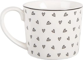 Bílý hrnek se srdíčky Lovely Day - 12*8*7 cm / 275 ml