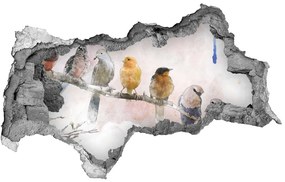 Wallmuralia Díra 3D fototapeta nálepka Ptáci na větvi 95x73 cm