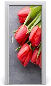 Fototapeta samolepící Červené tulipány 75x205 cm