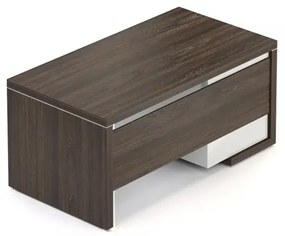 Stůl Lineart 160 x 85 cm + levý kontejner a krycí panel / Jilm tmavý a bílá