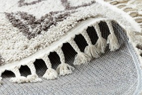 Dywany Łuszczów, Kusový koberec Berber Asila cream and brown kruh, 120x120 (průměr) kruh, hnědá, ložnice