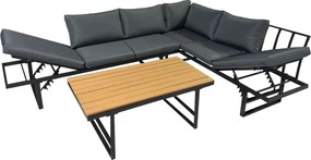 Zahradní set, černá/tmavě šedá/přírodní, ILARIA