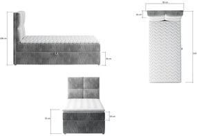 Eltap Čalouněná postel Rivia s úložným prostorem Materiál a barva potahu: Monolith 77 - modrá, Rozměr: 90x200