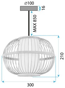 Toolight Natural, závěsné stropní svítidlo 1xE27 APP1631-1CP, přírodní hnědá, OSW-05104