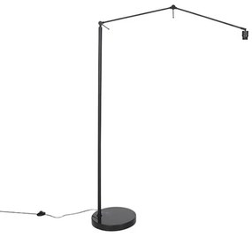 Moderní stojací lampa černá se zlatým stínítkem 50 cm - Editor