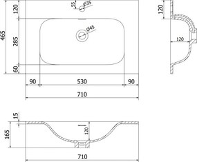 Mexen Rivel, koupelnová skříňka 70 cm s umyvadlem Vela, 1 zásuvka, drážkovaná, bílá matná, 91A20-07023-1-BF01-W23M01