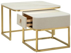 Sada konferenčních stolků Odele 70 cm krémová / zlatá