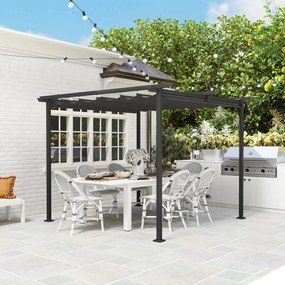 Outsunny zahradní pergola 3 x 3 m s nastavitelnou střechou, kovový rám, ochrana UPF30+, sluneční střecha na verandu, terasu, tmavě šedá