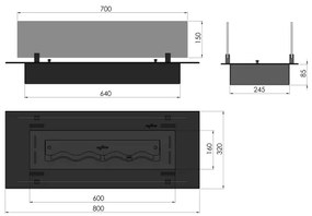 InFire - Vestavěný BIO krb 8,5x80 cm 3,5kW černá