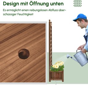 Outsunny Vysazovací Bedna s Trellis pro Květy, Vysazovací Box s Růžovým Obloukem a Podporou pro Popínavé Rostliny, Dřevo, Tmavě Hnědé 64 x 28 x 120 cm