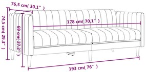 Pohovka 3místná černá textil - Default Title