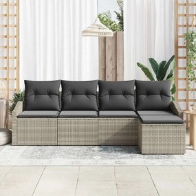 Set pohovek 5 ks Světle šedá polyratan 3346682