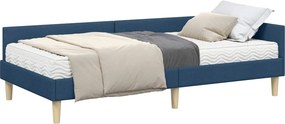 Rohový rám postele s matrací Jiný s čelo 2 ks Modrá textil 3393684