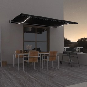 Automatická markýza LED a senzor větru 500 x 350 cm antracitová 3069234