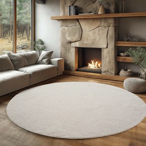 Ayyildiz, Kusový koberec Helix 2200 cream kruh, 80x80, béžová, chodba / předsíň