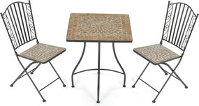 Zahradní set GARDENZEN 1+2 - keramická mozaika / černá kovová konstrukce