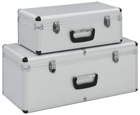 Úložné kufry 2 ks stříbrné hliníkové,  91850 HangarStore.cz