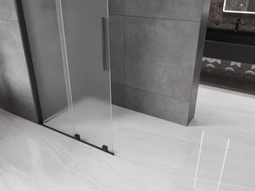 Mexen Velar, sprchová zástěna s posuvnými dveřmi Walk-in 80 x 200 cm, 8mm sklo námraza, černá matná, 871-080-000-33-70