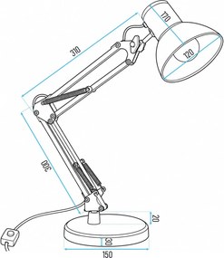 Toolight Toolight, JNH044-1T, stolní lampa s nastavitelným ramenem, 1× E27, černá, OSW-56235