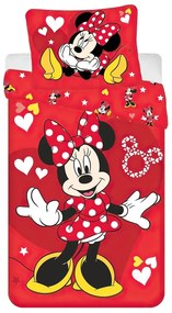 Jerry Fabrics Dětské povlečení MINNIE RED HEART červen, bavlna hladká, 140x200cm + 70x90cm