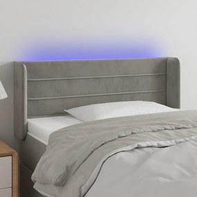 Čelo postele s LED světle šedé 83 x 16 x 78/88 cm samet 3123406