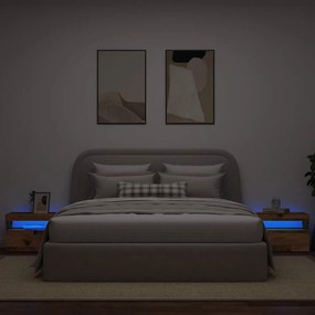 Noční stolek s LED staré dřevo 60 x 35 x 40 cm kompozitní dřevo 3329175