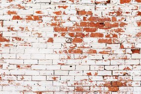 DIMEX | Samolepicí vliesová fototapeta na zeď Omítnutá cihlová zeď MA-5-2680 | 375 x 250 cm | červená, bílá