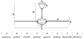 FARO 33349 - Stropní ventilátor AOBA pr. 180 cm + dálkové ovládání