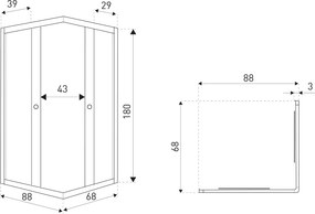 Novoterm Obdélníkový sprchový kout NV-Olga SQ BL 90x70, černý/transparent - bez vaničky