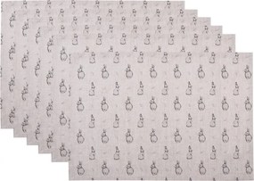 6 ks béžové textilní prostírání s králíčkem Bunny Buddies - (6) 48*33 cm