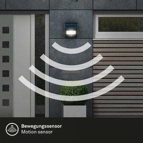 BRILO 3856015 Solární LED venkovní nástěnné svítidlo vč. IR senzoru, černé, 5W, 400 lm, sklo/plast - BRILO