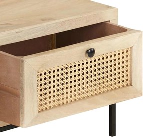 Konferenční stolek 90x50x37 cm masivní mangovník přírodní rákos 323511