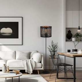 Stojací lampa Morgan, 1x plastové/černé textilní stínítko, b/g