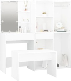 Toaletní stolek sada s LED bílý kompozitní dřevo 3114099