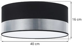 Stropní svítidlo Elegance, 1x chromové/černé textilní stínítko, (bílé plexisklo), (fi 40cm)