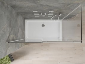 Mexen Omega posuvný sprchový kout 140 x 80 cm, 6mm sklo, chromový profil-čiré sklo + slim sprchová vanička 5cm, 825-140-080-01-00-4010