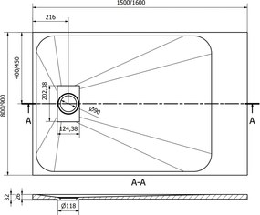 Mexen Hugo, SMC obdélníková sprchová vanička 160 x 90 cm, bílá, 42109016
