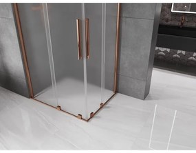 Mexen Velar Duo, sprchový kout s posuvnými dveřmi 100 x 90 cm, 8mm sklo námraza, růžové zlato, 871-100-090-32-60